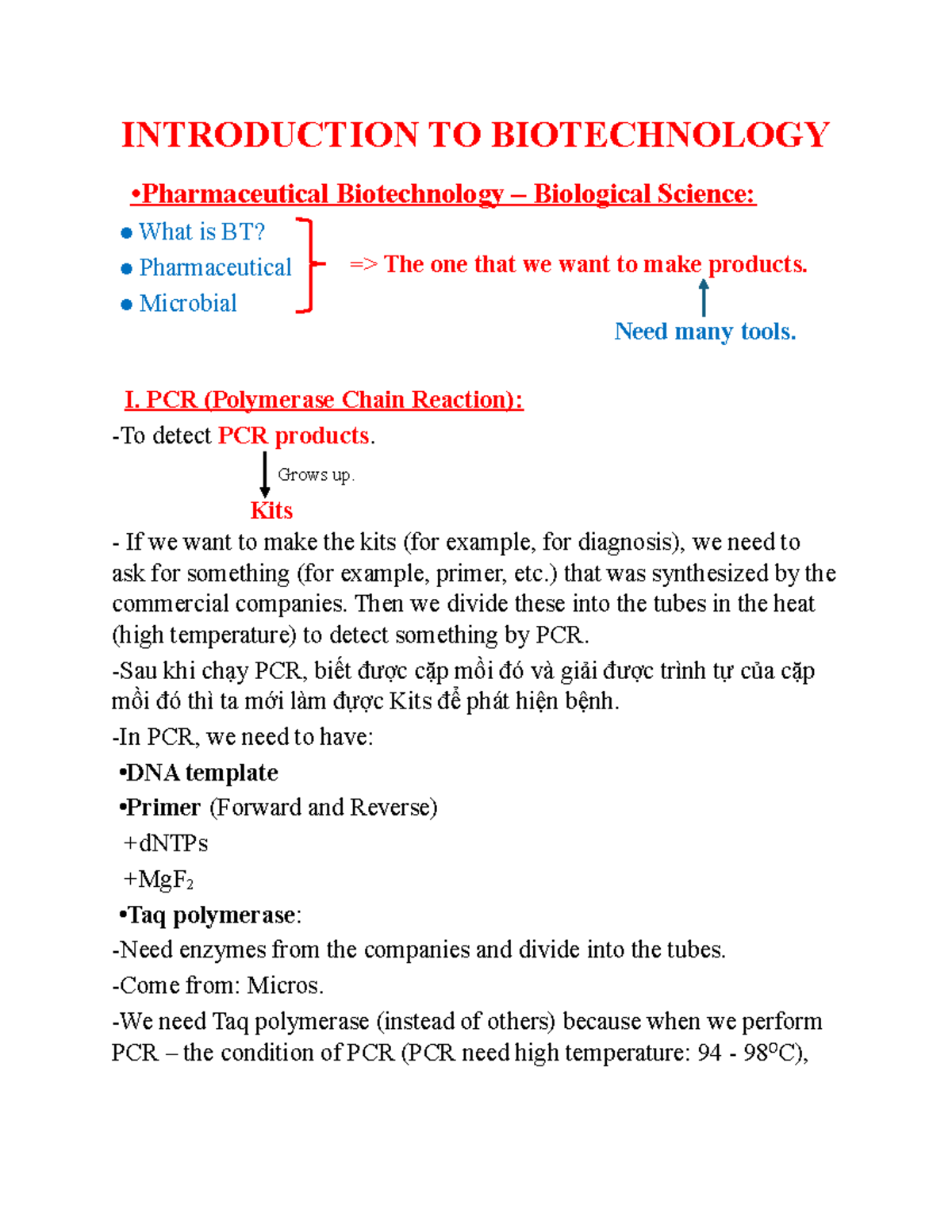 Week-10-Intro BT - intro - INTRODUCTION TO BIOTECHNOLOGY ...