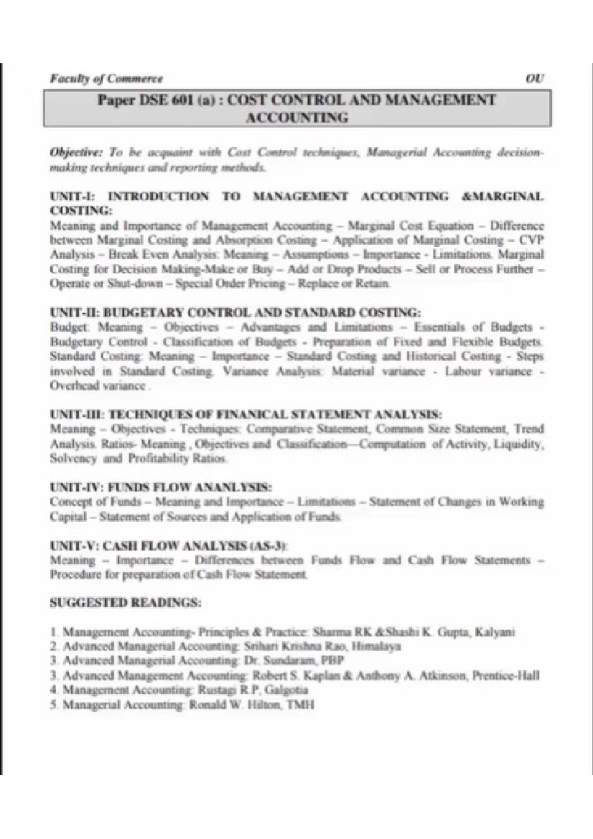 Cost Control & Management Accounting Exam Papers for DSE 601 (2022-2024 ...