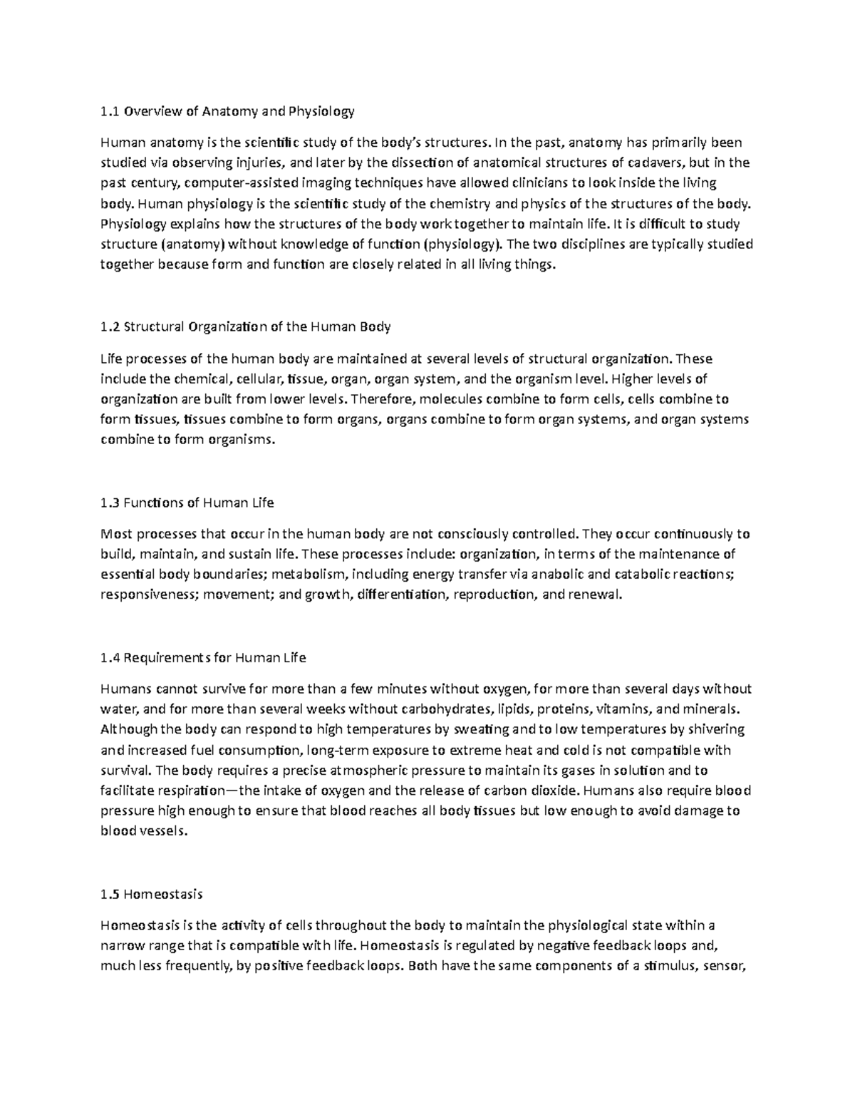 Chapter reviews - review - 1 Overview of Anatomy and Physiology Human ...