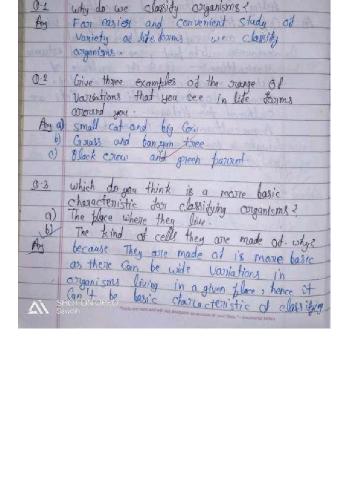 Chapter 7: Diversity in Living Organisms - Classifications and ...