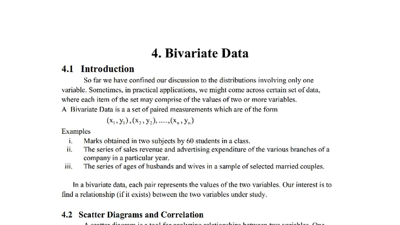 Bivariate Data Analysis: Regression & Correlation Insights - Studocu