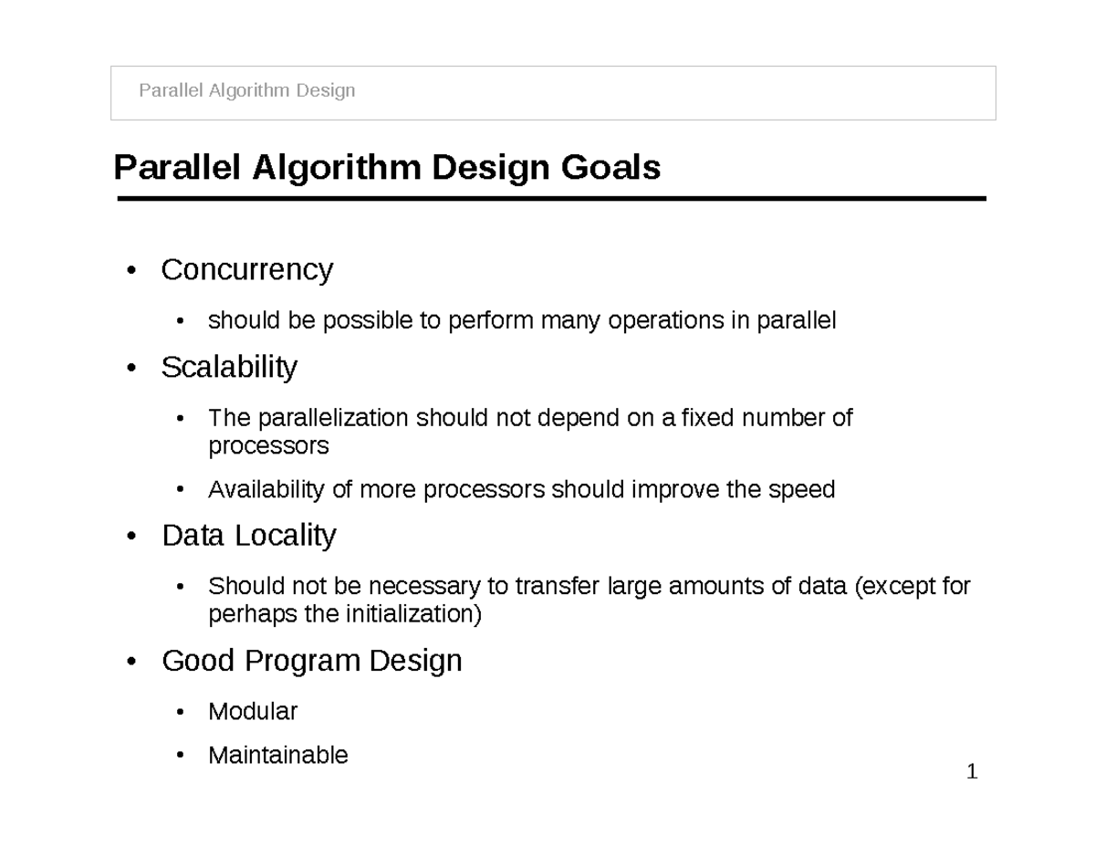 PCAM 8: Goals & Techniques for Parallel Algorithm Design - Studocu