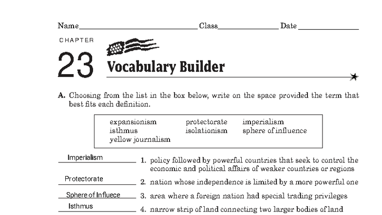 Brandon Di Benedetto - Chapter 23 Imperialism Vocabulary and Quizzes ...
