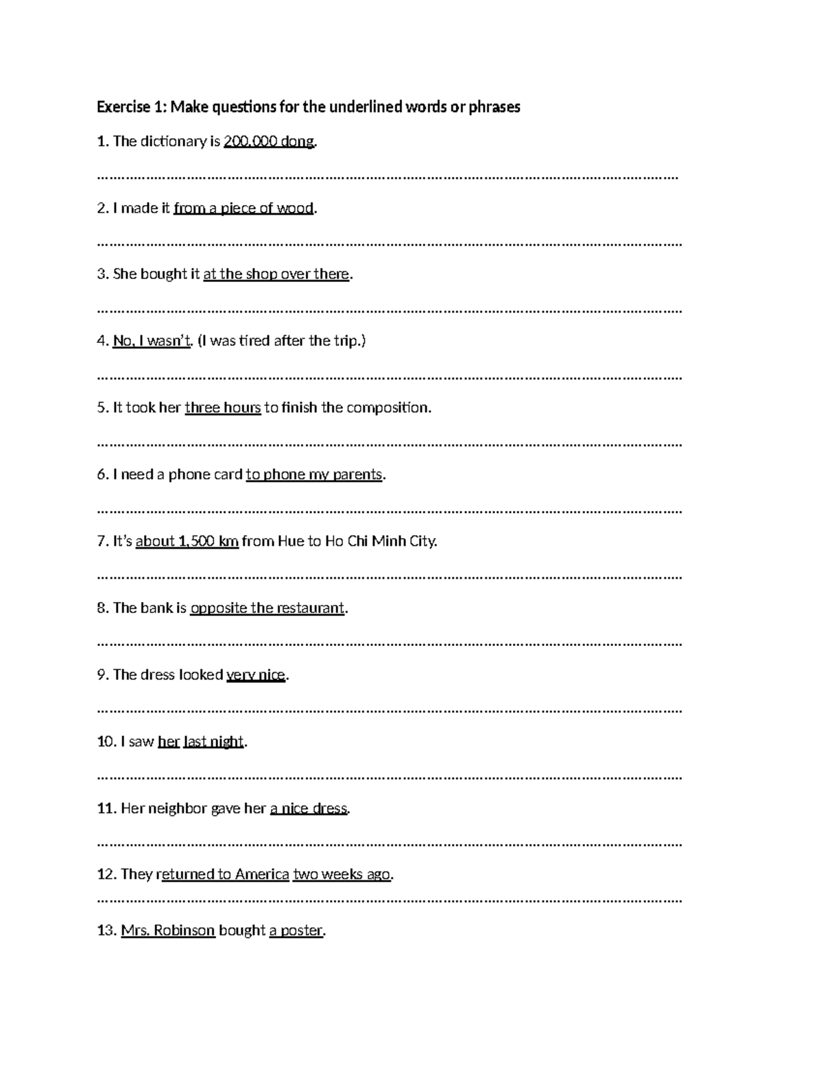 WH & Yes/No Questions Exercise: Practice Questions for ESL - Studocu