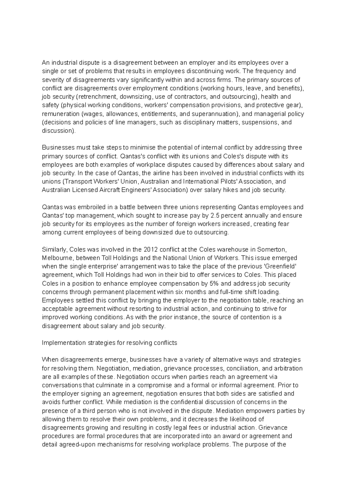 Business Task 2: Analyzing Industrial Disputes and Conflict Resolution ...