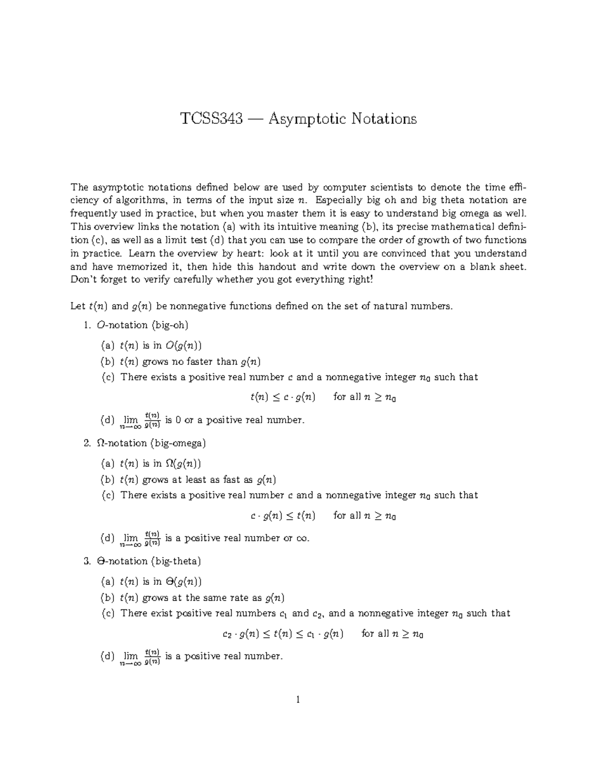 TCSS343 Final Exam Study Guide: Understanding Asymptotic Notations ...