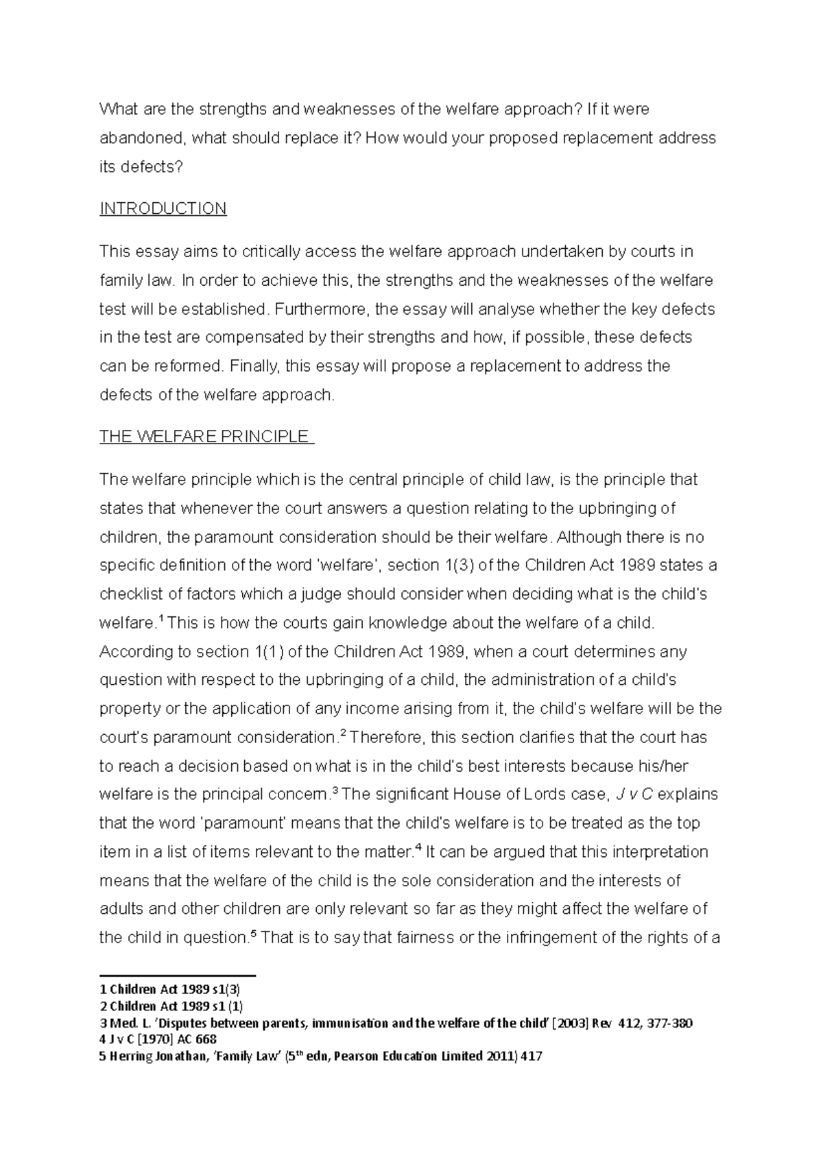 Critical Analysis of the Welfare Approach in Family Law: Strengths and ...