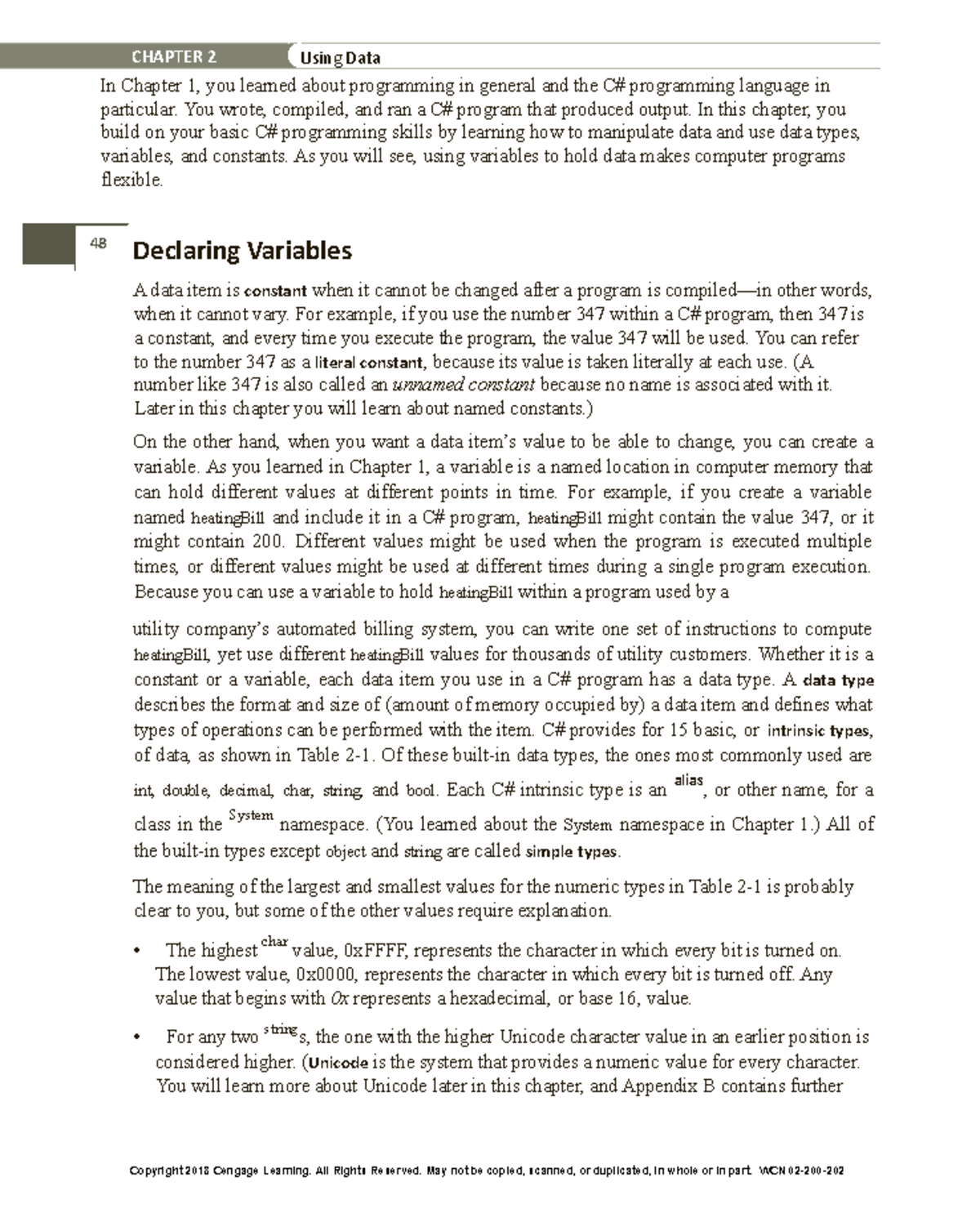 C# - practice - ####### CHAPTER 2 Using Data In Chapter 1, you learned ...