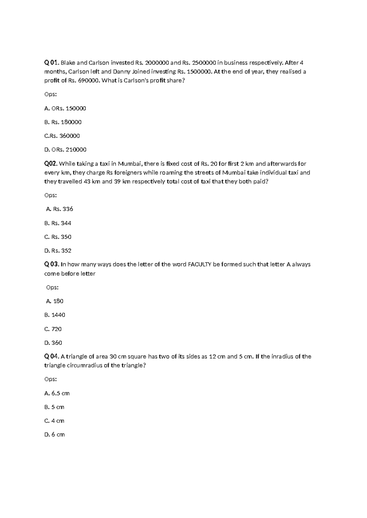 Cognizant - Business and Probability Problem Set - Studocu