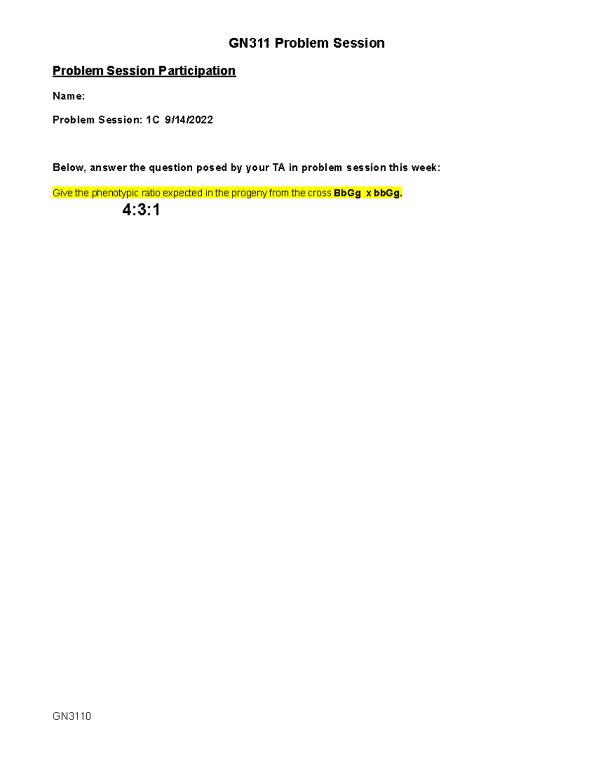 Epistasis Worksheet and Practice Problems for Genetics 101 - Studocu