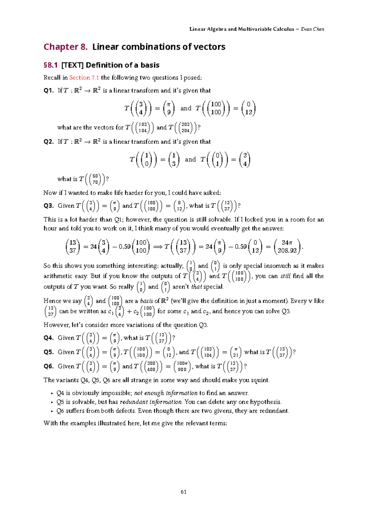Linear Algebra & Multivariable Calculus: Chapter 8 Summary - Studocu