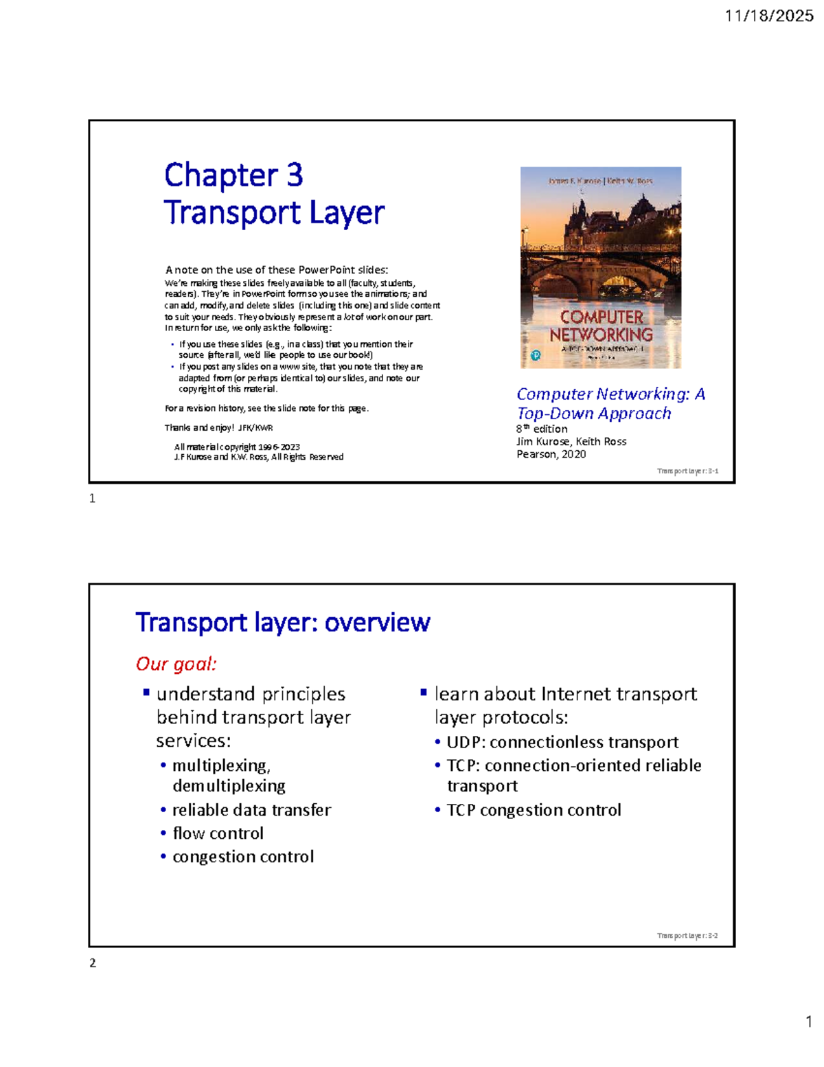 Chapter 3: Transport Layer Overview and Key Concepts - Studocu