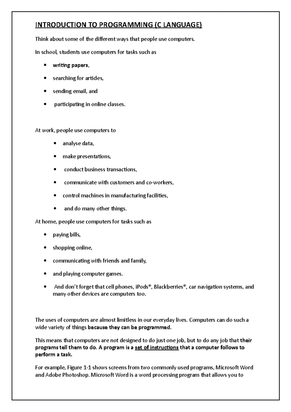 Introduction To Computer Systems Summary Chapter One Introduction To