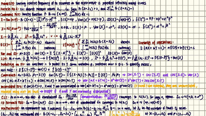 ST2132 Midterm Exam Cheatsheet: Key Concepts and Formulas - Studocu