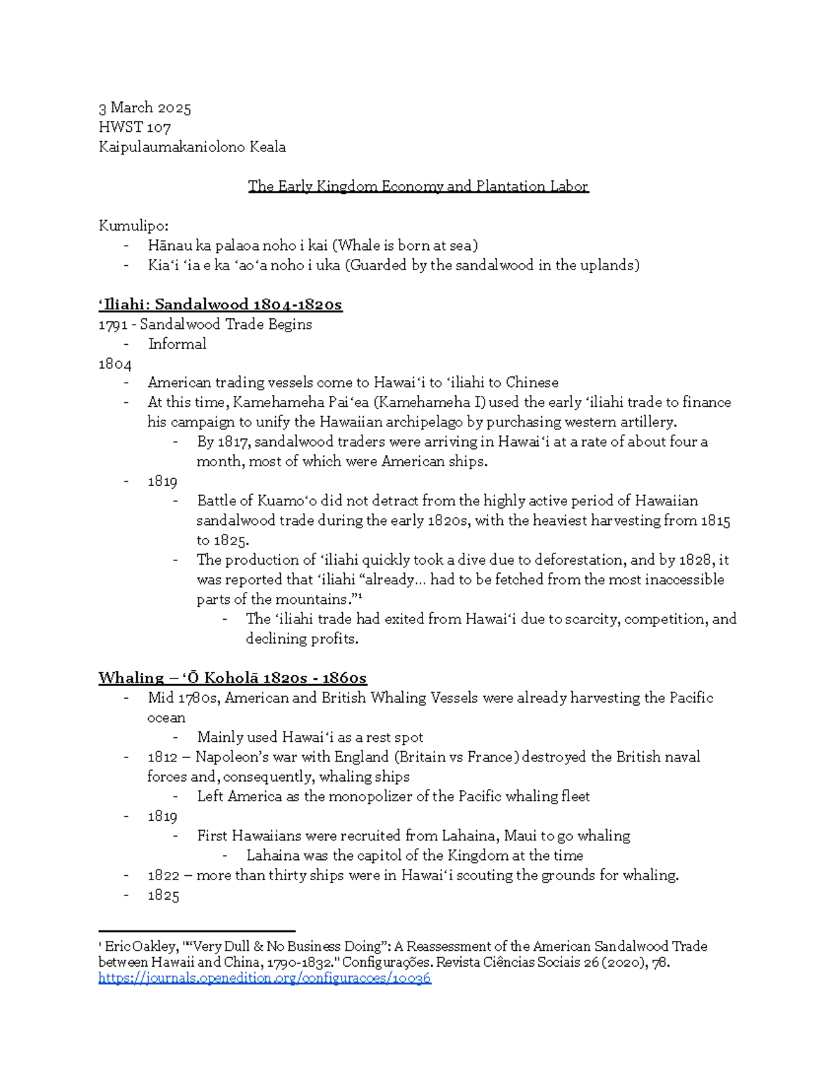 Lecture 12: Economy of the Early Kingdom & Plantation Labor (HWST 107 ...