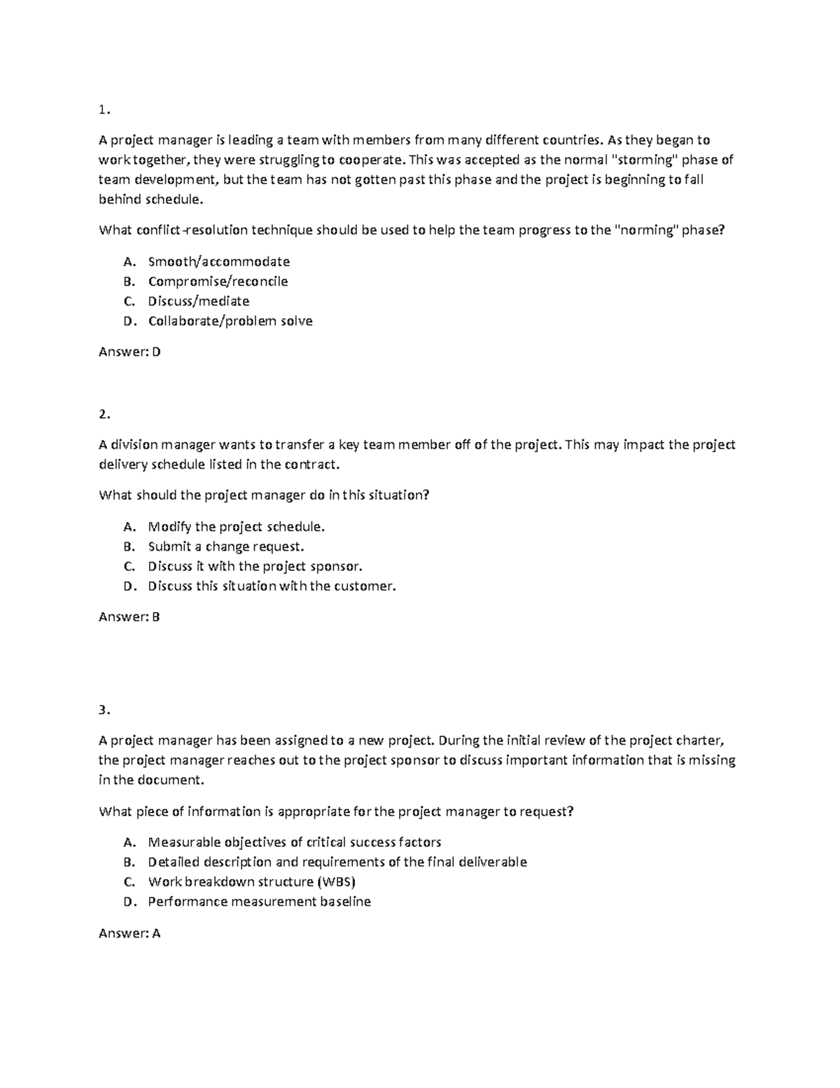 PMP Study Notes - Conflict Resolution and Project Management Techniques ...