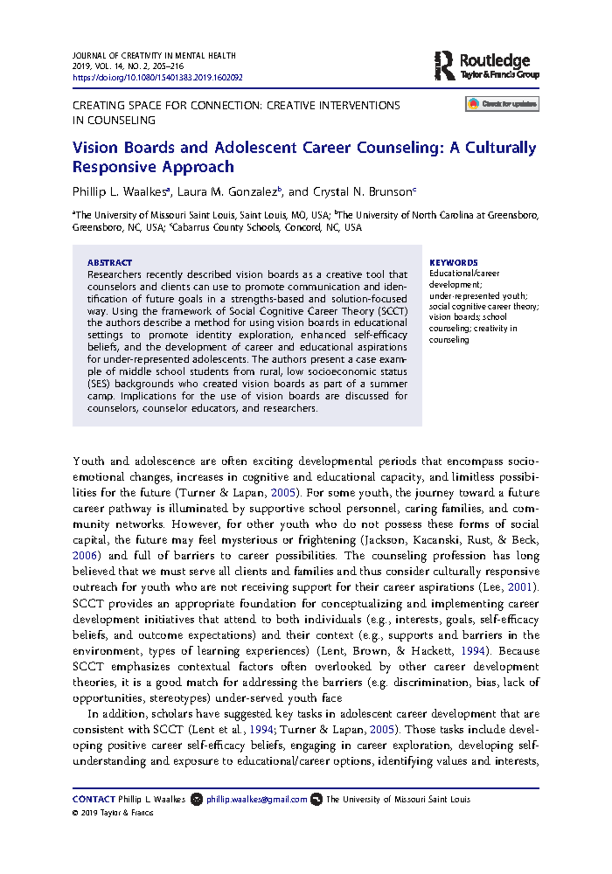 Vision Boards for Adolescent Career Counseling: A Culturally Responsive ...