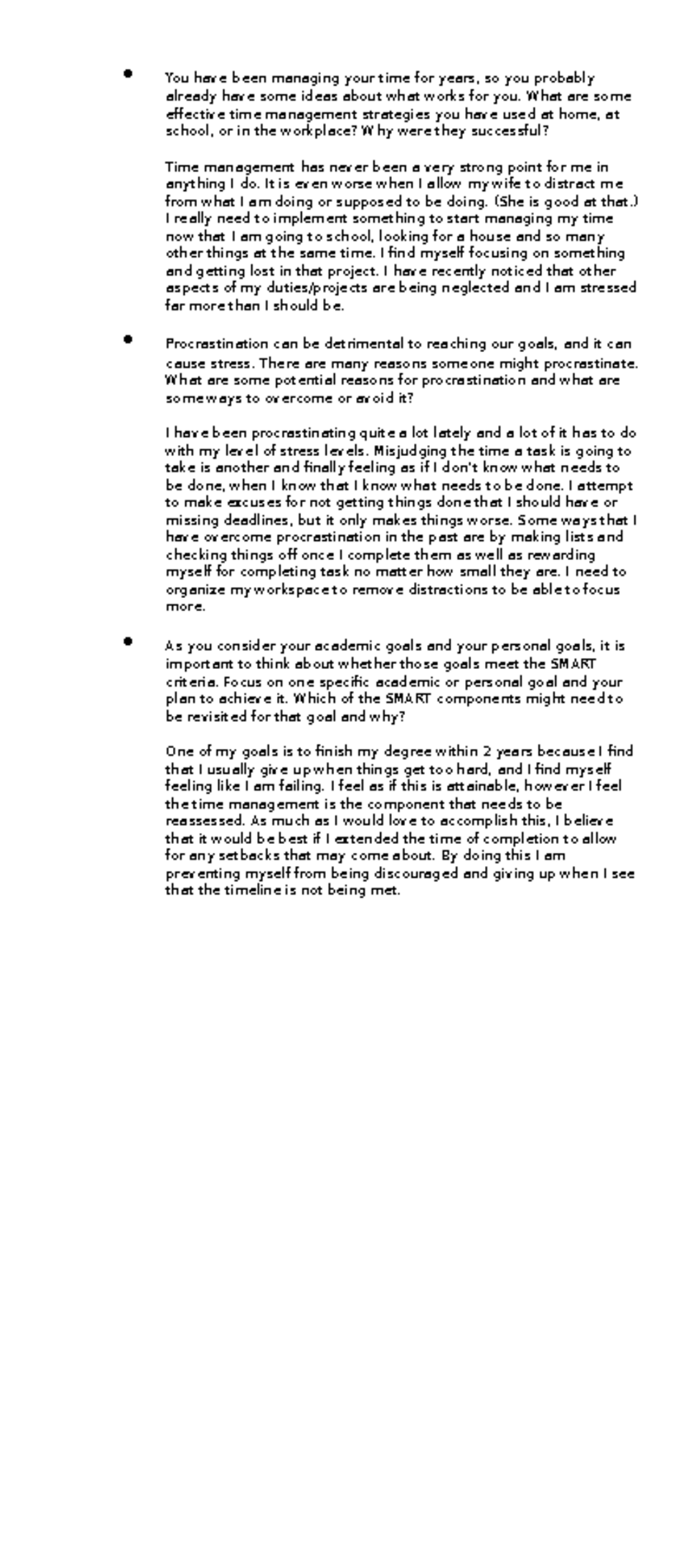 Psy110 Week 3 Discussion: Strategies for Time Management and Goal ...