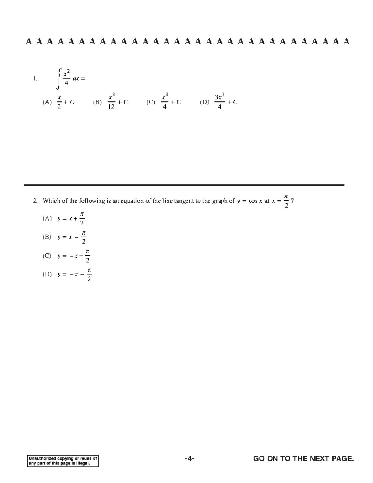 Practice Test 4 for Calculus: Exam Review and Problem Solving - Studocu