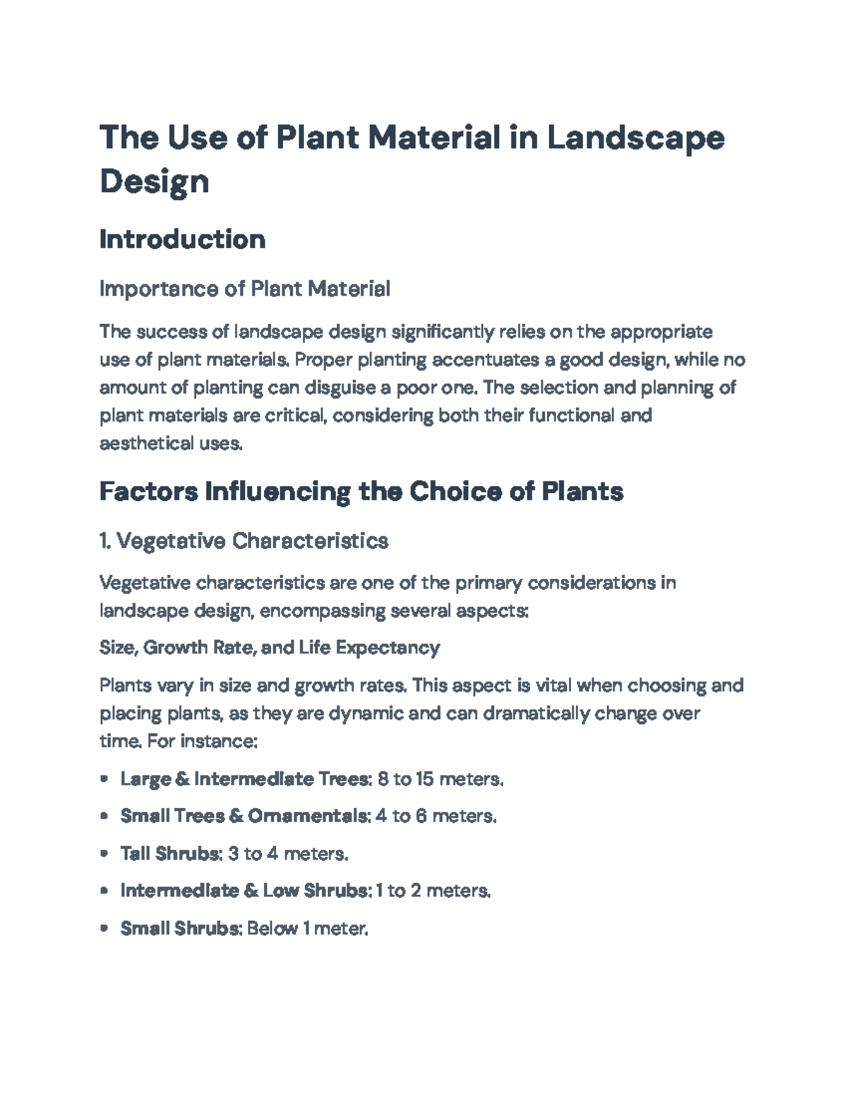 The Use of Plant Material in Landscape Design: Key Concepts ...
