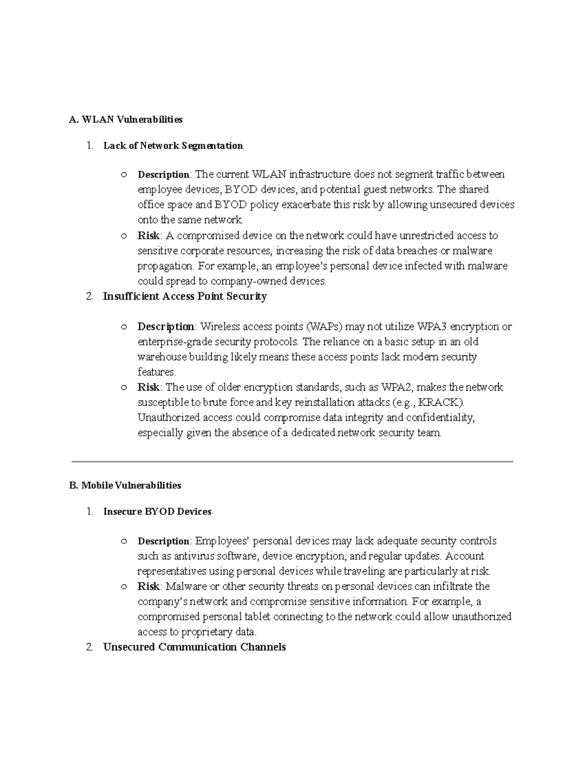 GRP1 — WLAN & Mobile Security Plan: Task 2 Analysis & Mitigation Steps ...