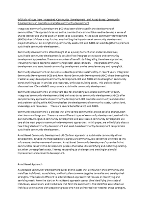 [Solved] a Discuss radical community development and explain how it can ...