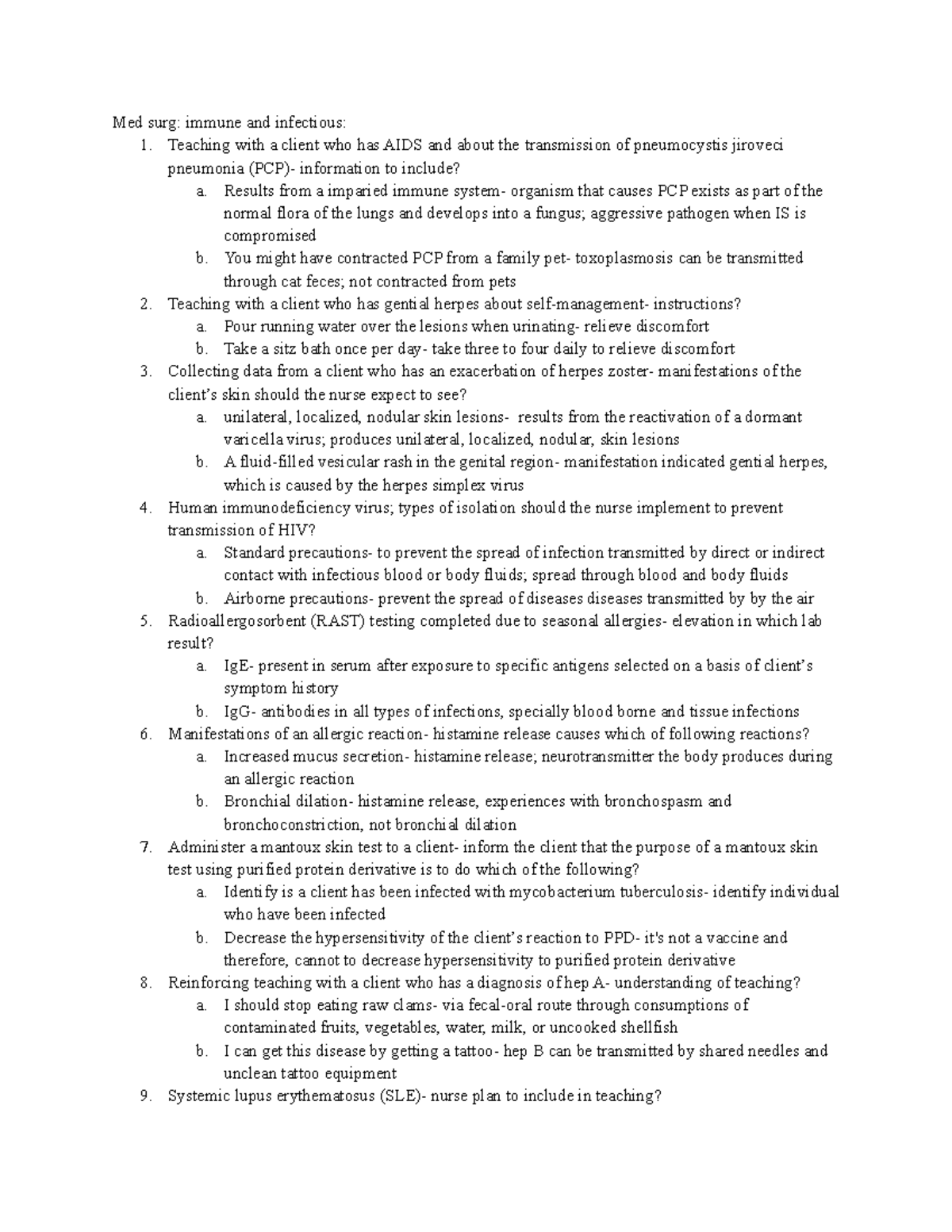 Med surg immune and infectious - Teaching with a client who has AIDS ...