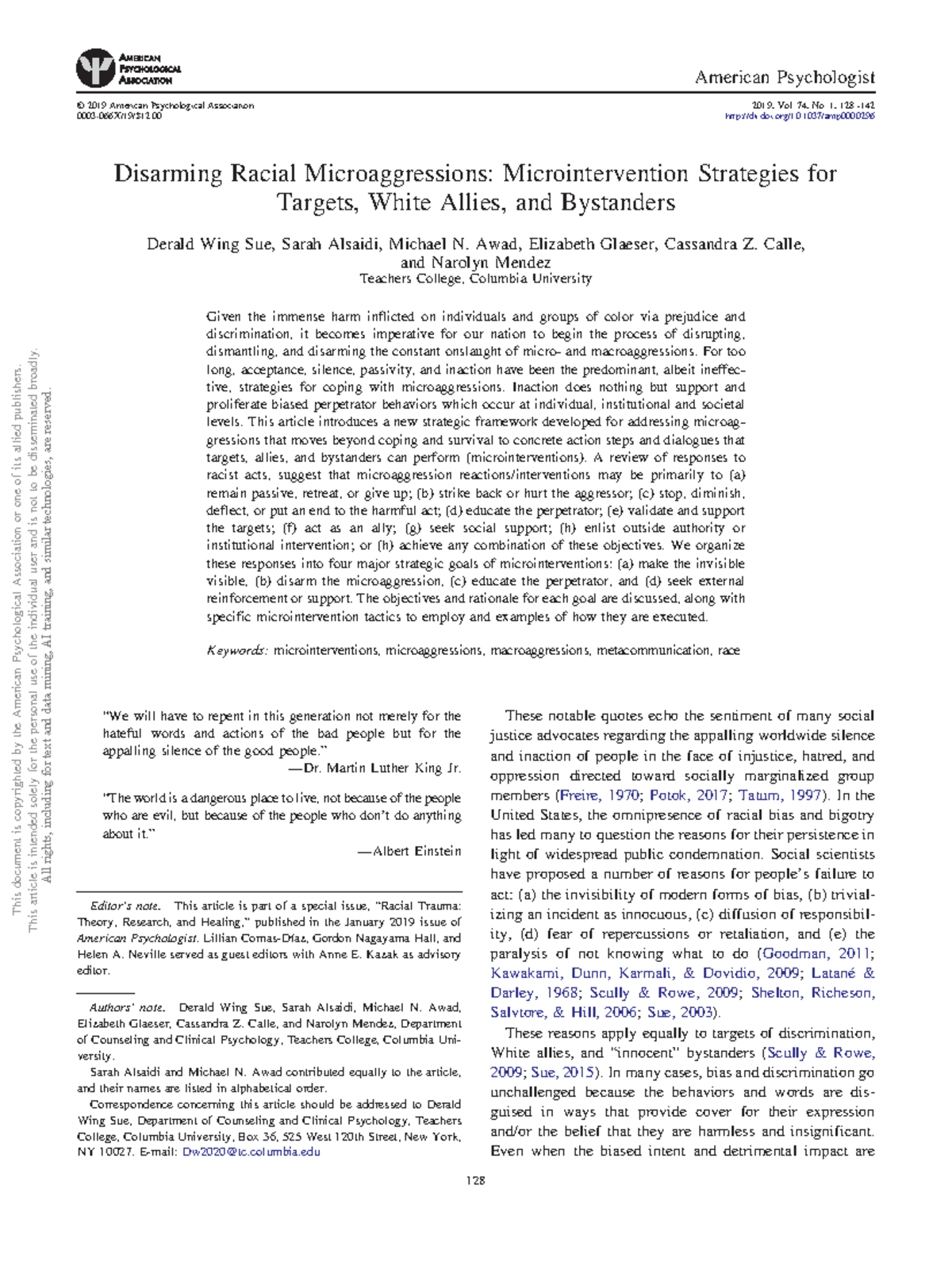 Disarming Racial Microaggressions: Strategies for Allies and Bystanders ...