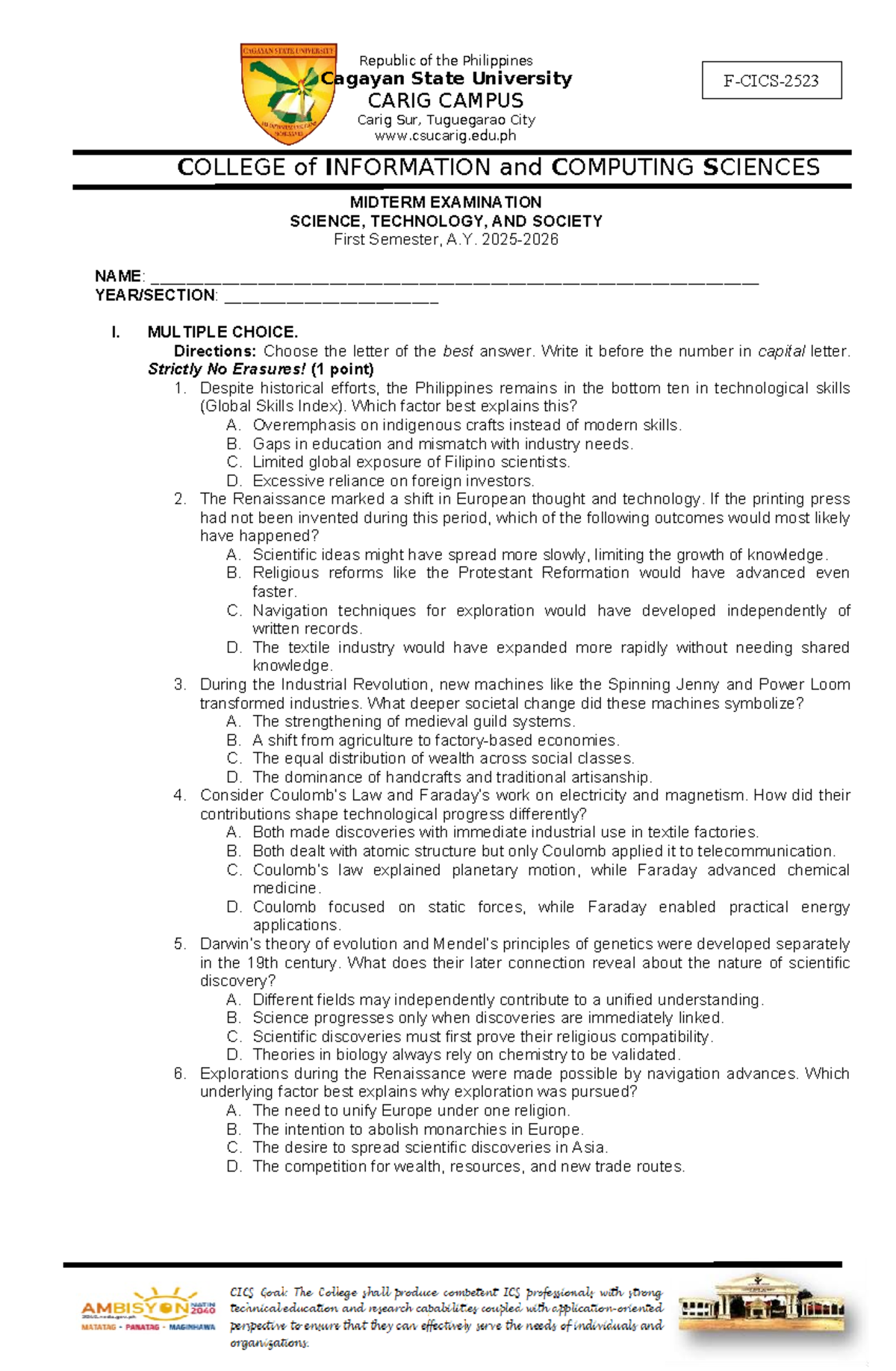 Midterm Exam - Science, Technology, and Society (STS) - Studocu