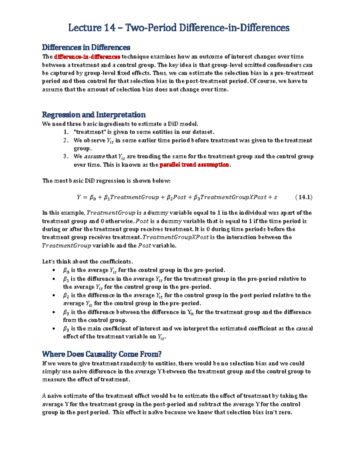 Lecture 14 - Understanding Differences in Differences (DiD) Methodology ...