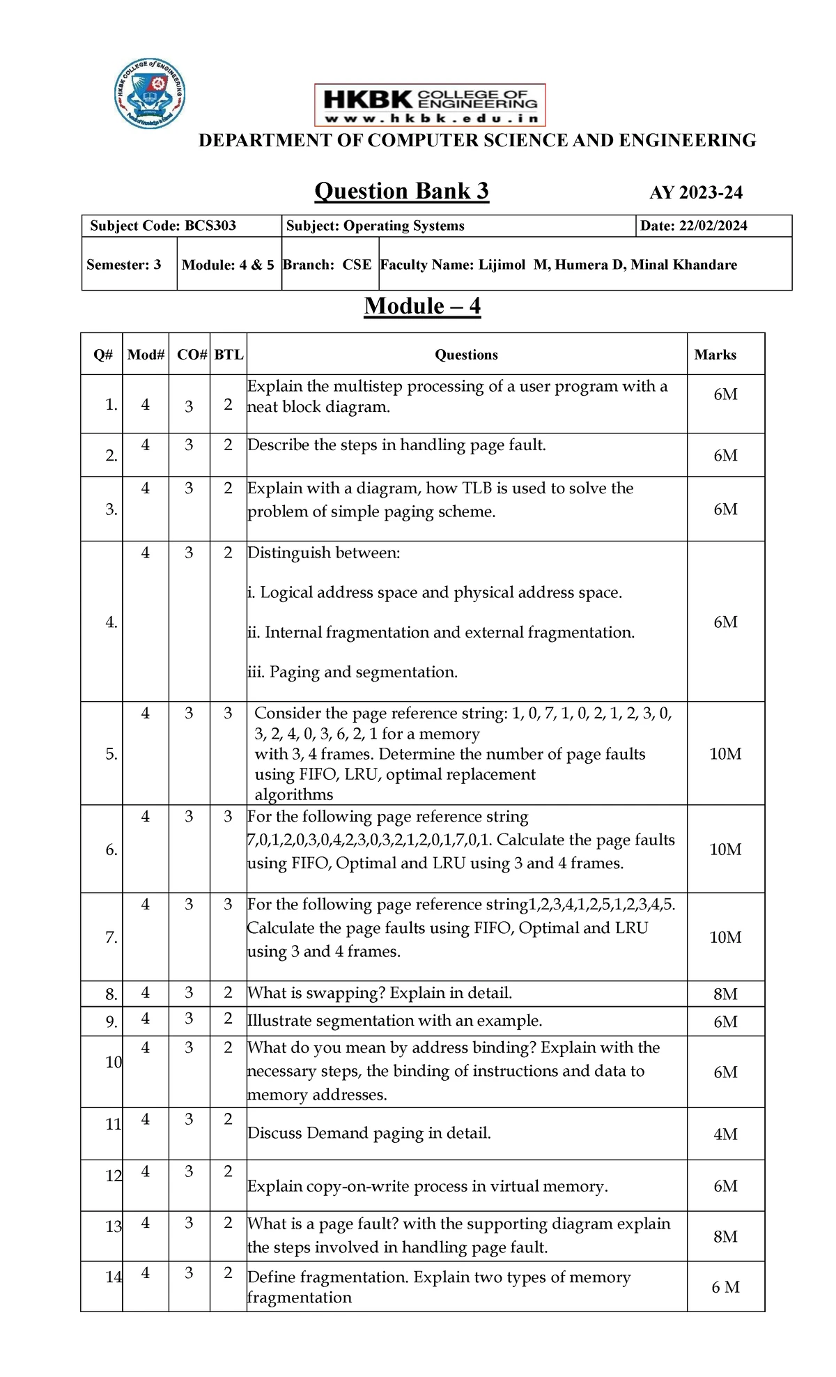 Question Bank Lecture Notes Bcs515c Unix System Programing Question Bank For Module1 And