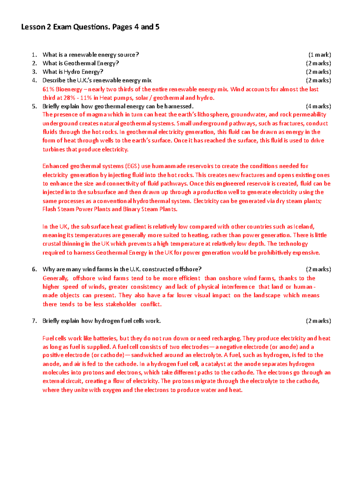 L02 Renewable Energy Sources: Lesson 2 Exam Questions & Answers - Studocu