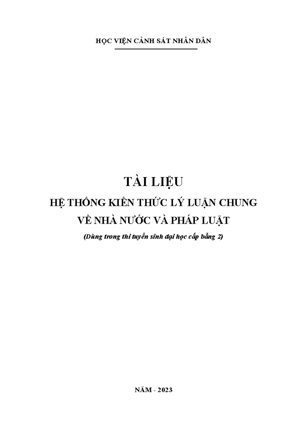 LLNN.PL - CB2 - 2023 - Tài liệu ôn thi Lý luận chung về Nhà nước và Pháp luật - Studocu