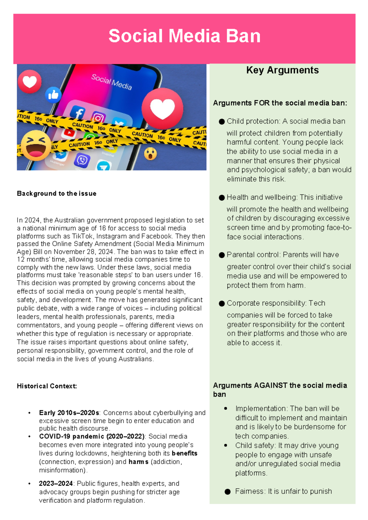 Social Media Ban: Key Arguments For and Against (2024) - Studocu