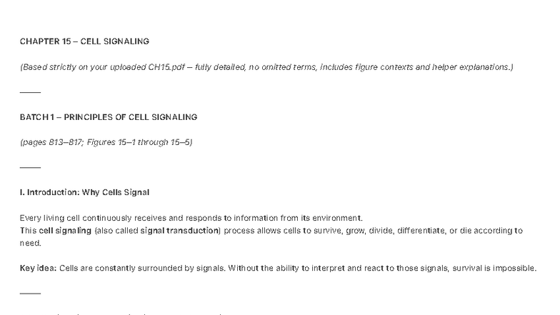 C15 - Chapter 15: Principles of Cell Signaling and Communication - Studocu