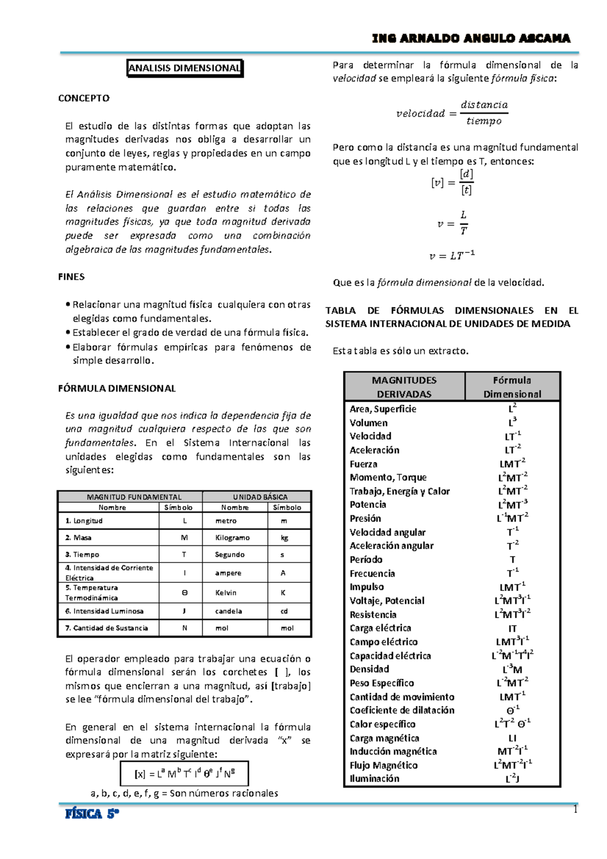 Analisis-dimensional-sra - ANALISIS DIMENSIONAL CONCEPTO El estudio de ...