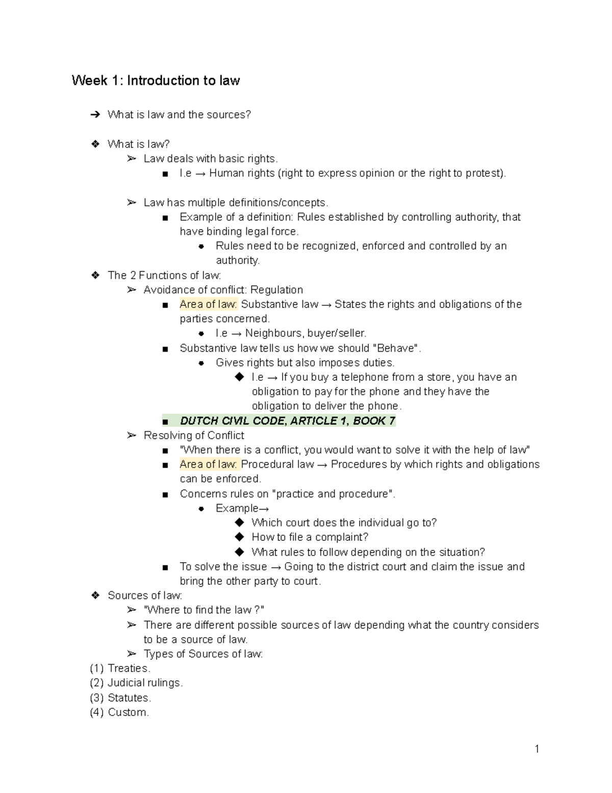 LLS 101: Week 1 - Intro to Law: Sources, Functions, and Legal Systems ...