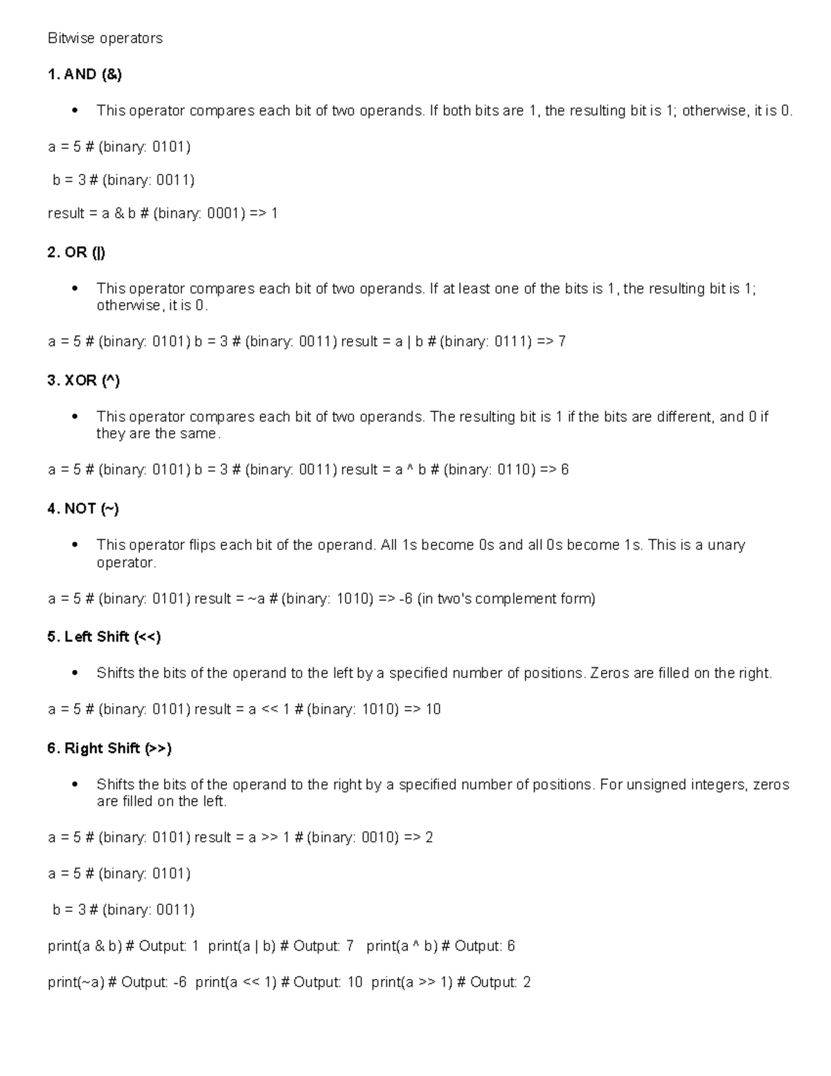 Bitwise Operators 16 Mark Question Bitwise Operators And And This