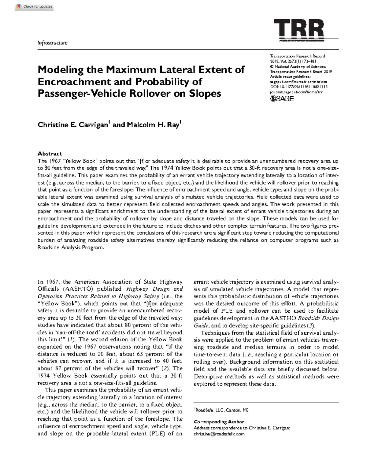Carrigan ray 2019 modeling the maximum lateral extent of encroachment ...