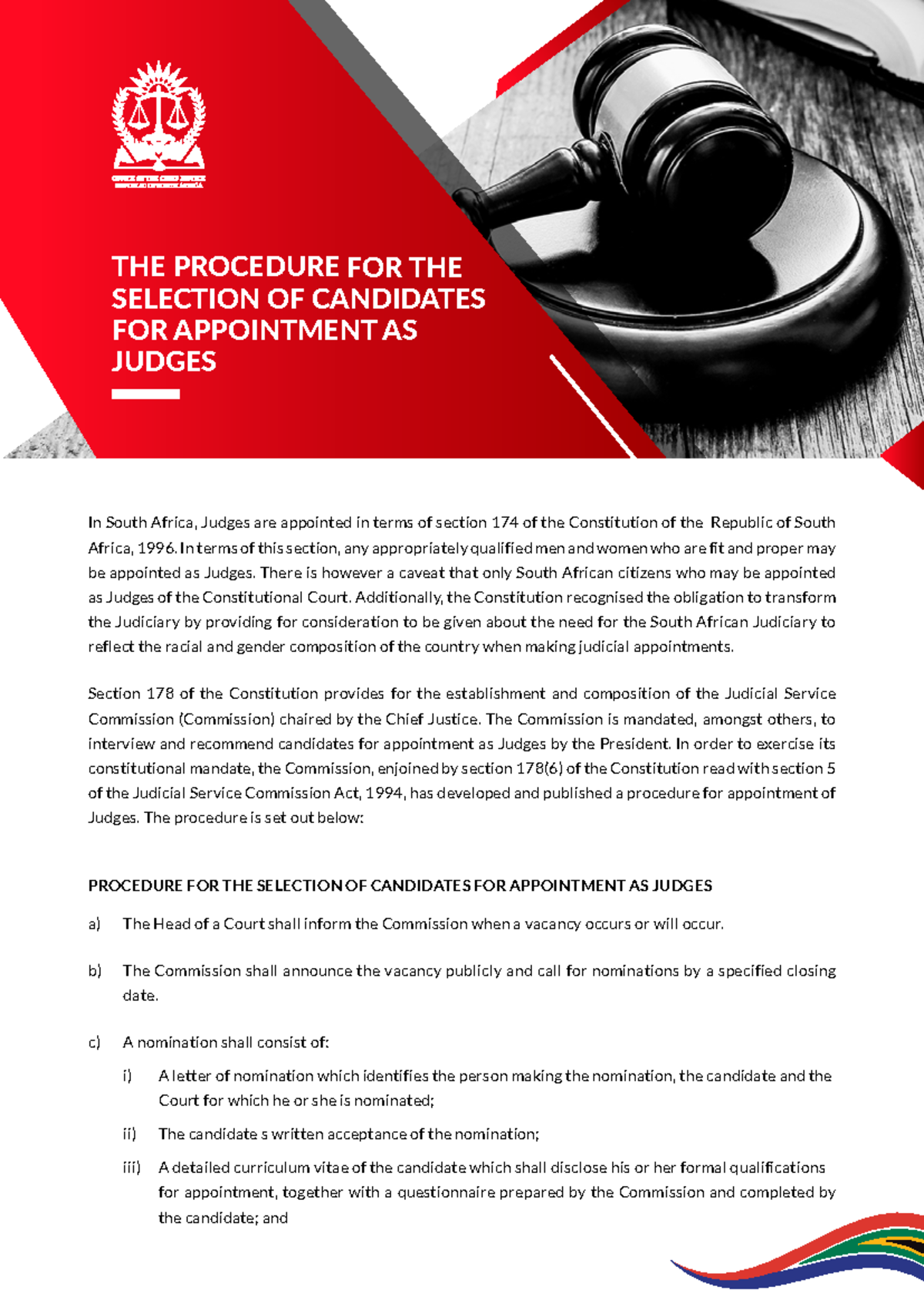 The Procedure for the Selection of Candidates for Appointment as Judges ...
