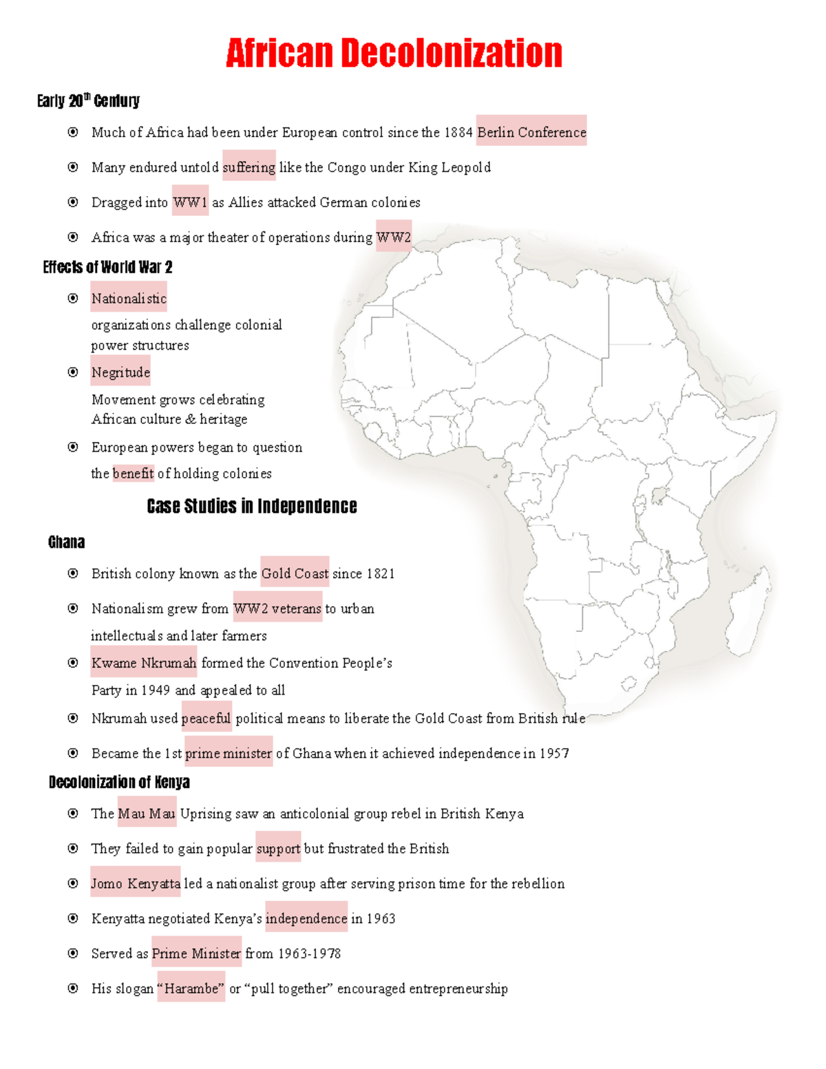 AFR 202: Guided Notes on African Decolonization Events - Studocu