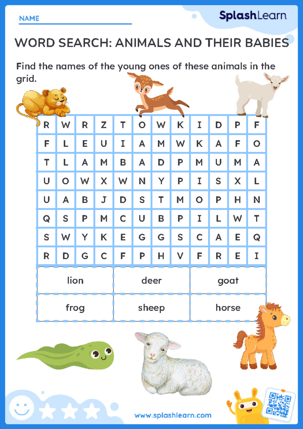 WORD SEARCH: ANIMALS & THEIR BABIES - WORKSHEET - Studocu