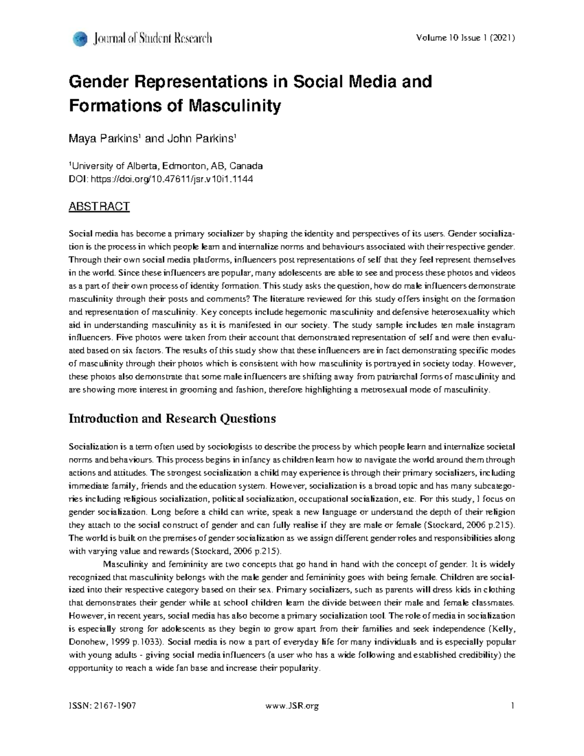 Gender Representations and Masculinity in Social Media: A Study (2021 ...