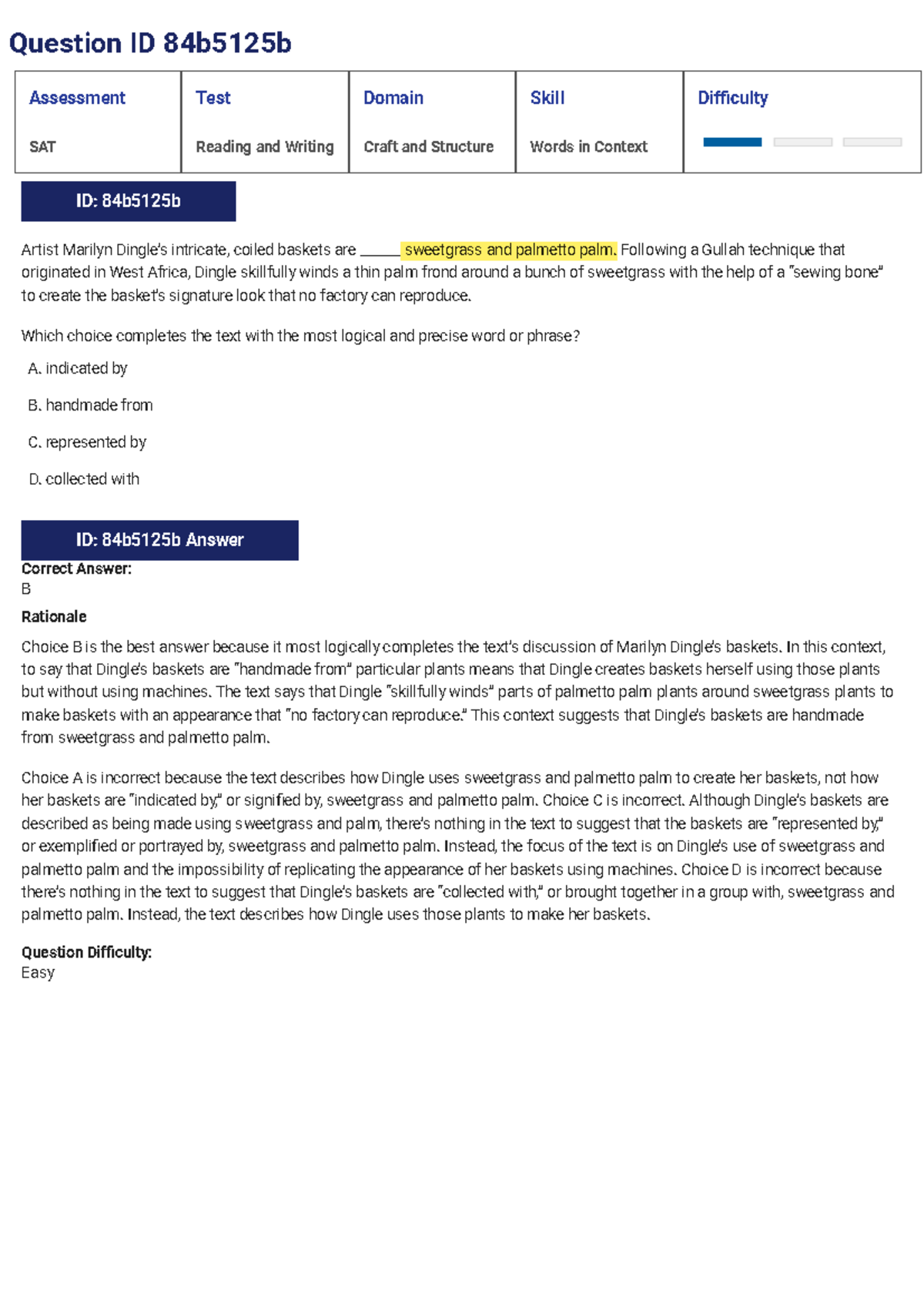 SAT Reading and Writing Assessment Test Questions - WEEK 1 - Studocu