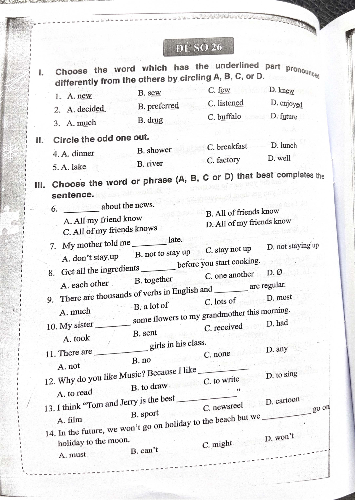 Đề 26 - Practice: Pronunciation and Sentence Completion Exercises - Studocu
