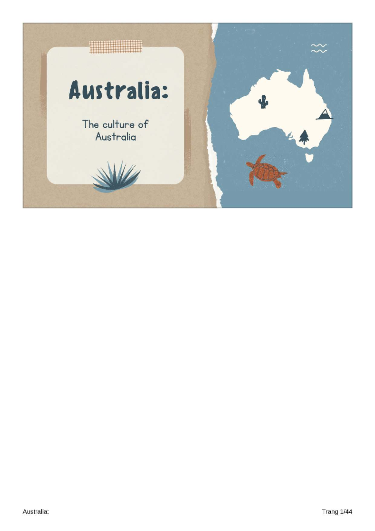 Australia: Group 1 Summary on Culture and Society - Studocu