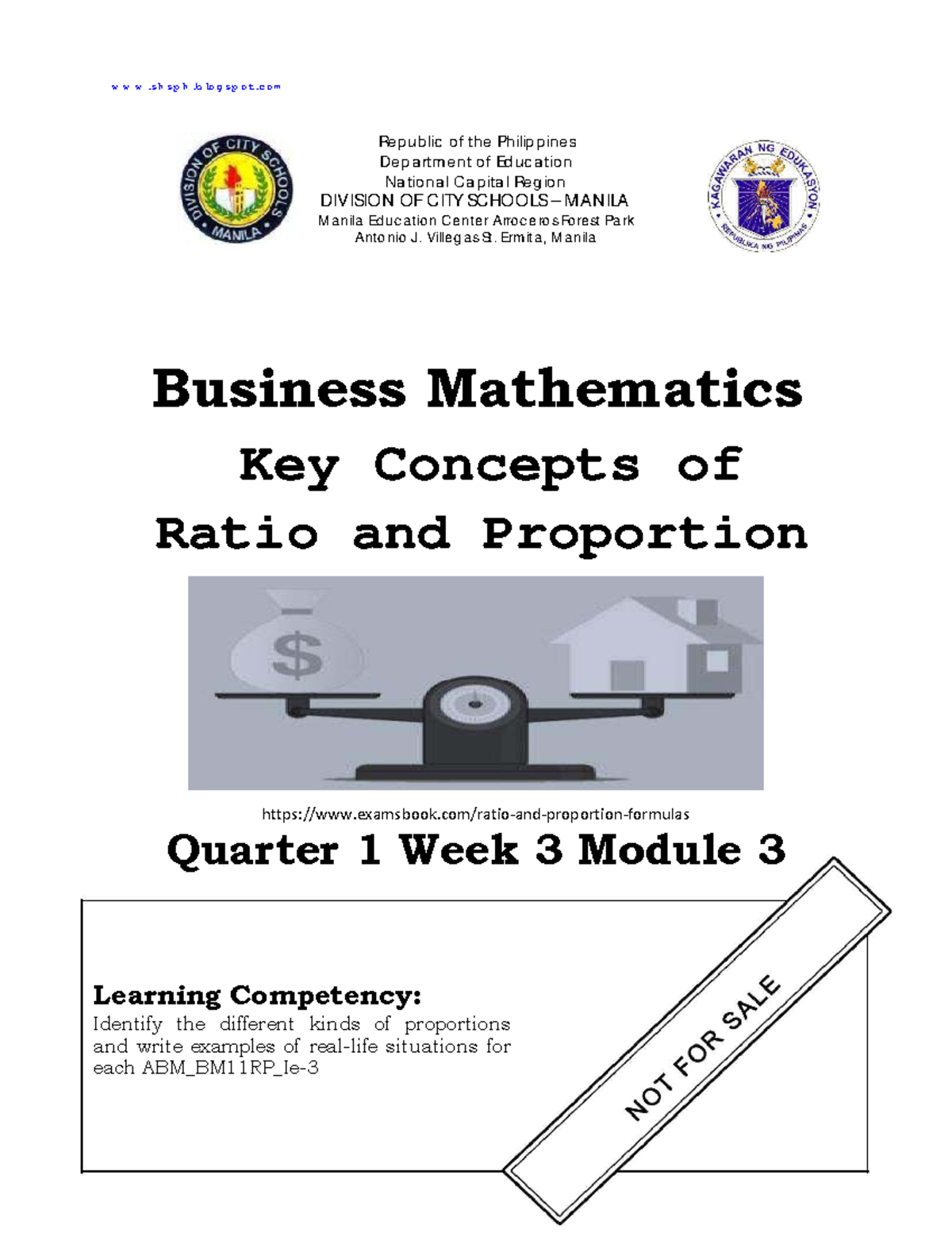ABM 11 Business Mathematics Q1 W3 Module 3: Understanding Ratios ...