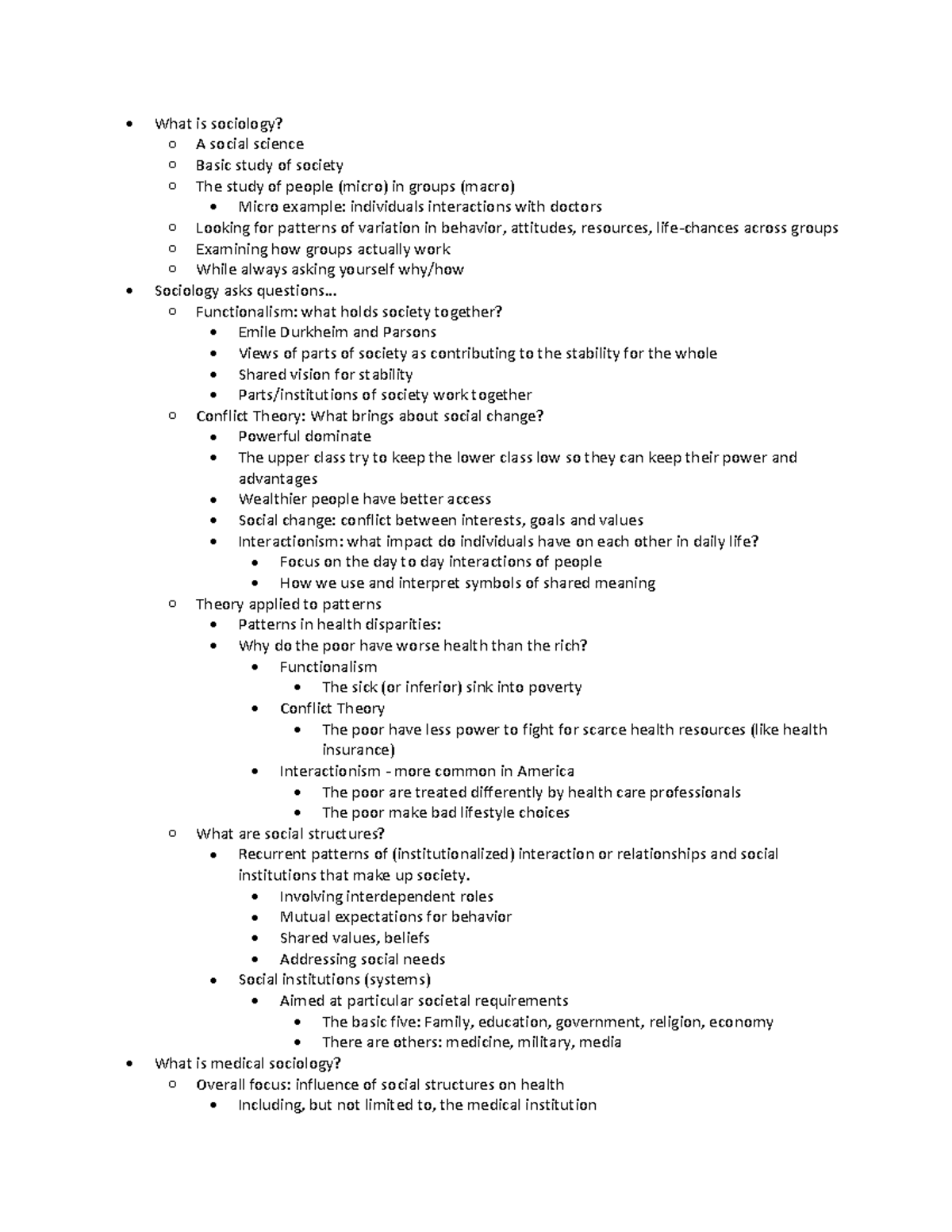 Final Exam Study Guide for Medical Sociology (SOC 101) - Studocu
