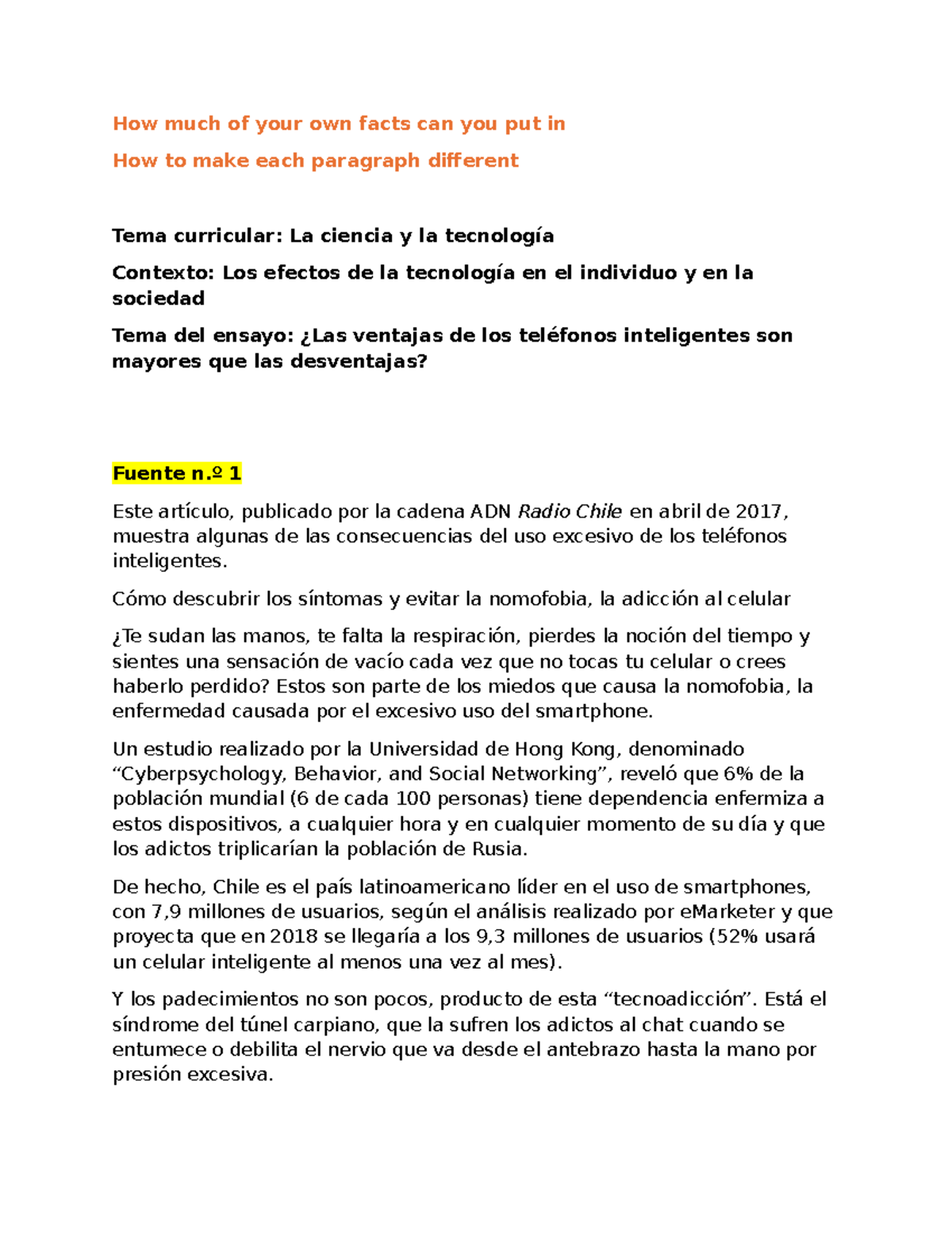 AP Spanish Argumentative Essay: Nomofobia y sus Efectos en la Salud ...