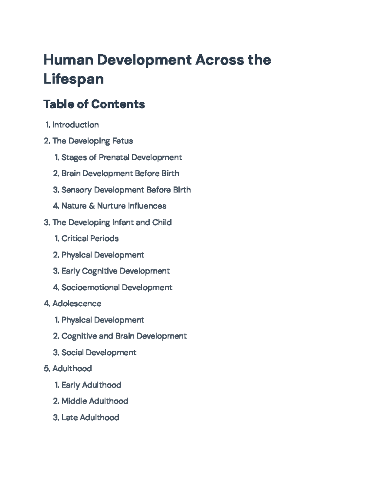 Human Development Across Lifespan: Stages & Insights Overview - Studocu